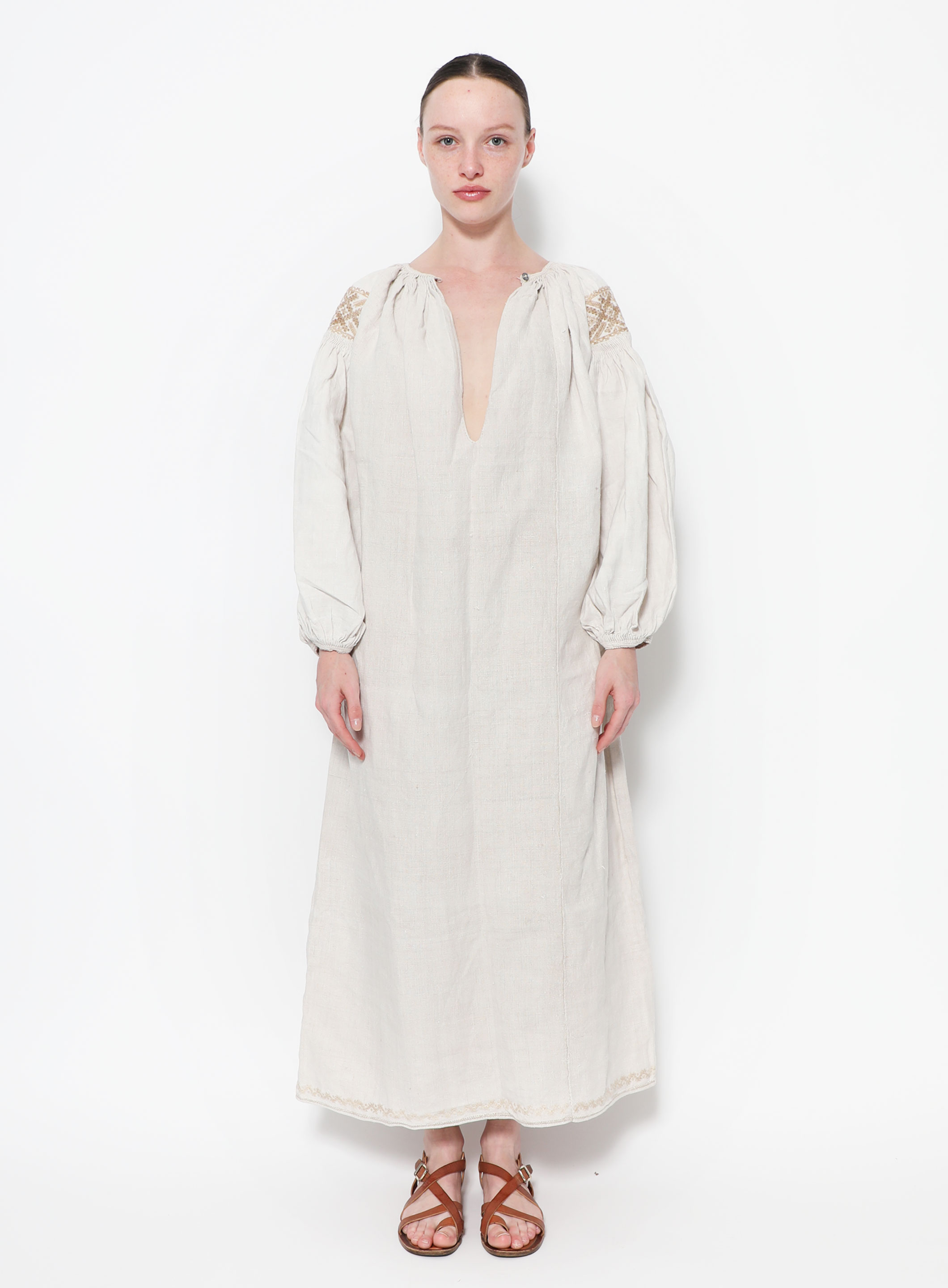 Authentic Embroidered Linen Tunic Ivory - World Treasures | ReSee
