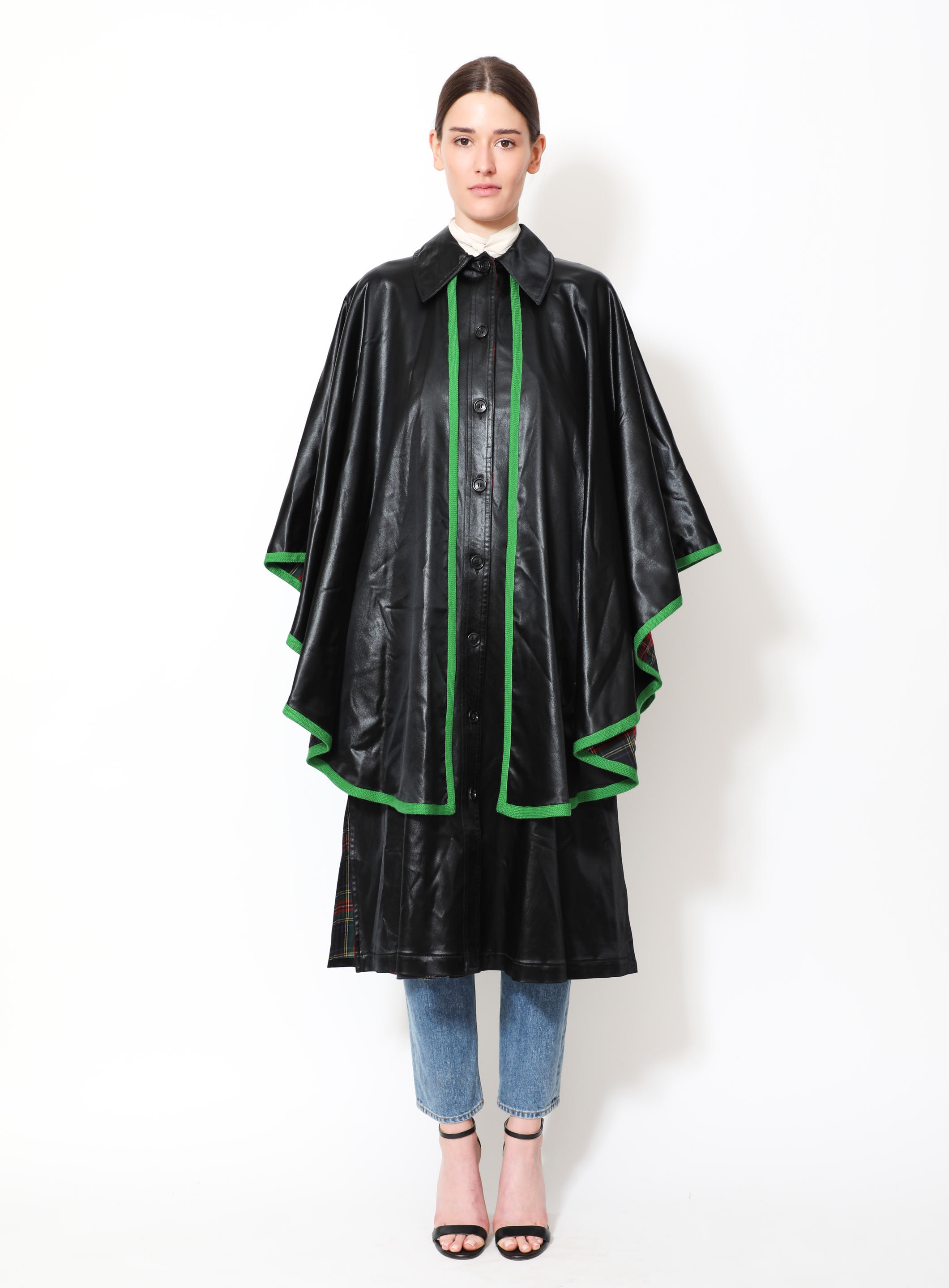 RARE '70s Satin & Plaid Trench Cape | Authentic & Vintage | ReSee