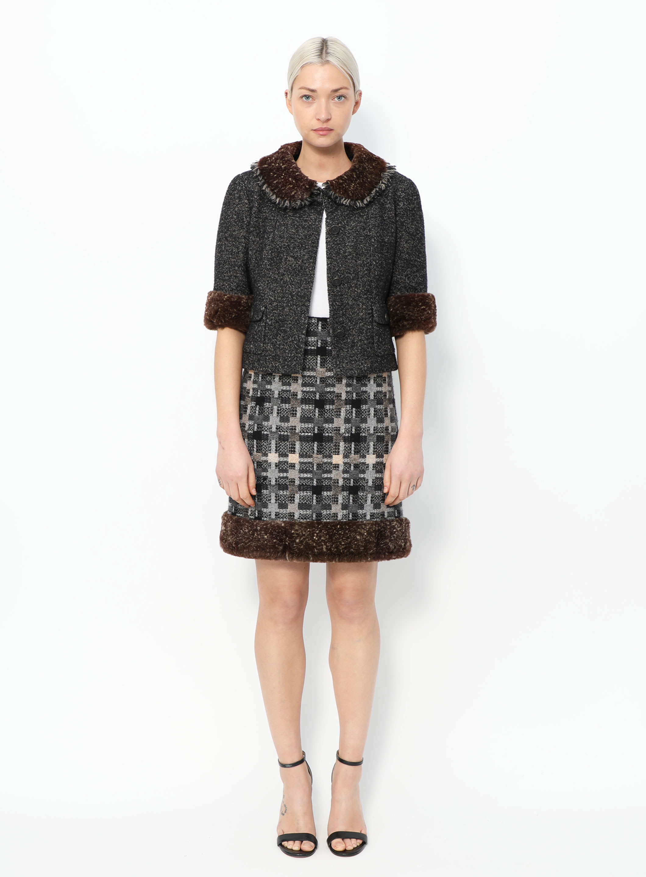 Tweed Fox Fur Trim Ensemble | Authentic & Vintage | ReSee