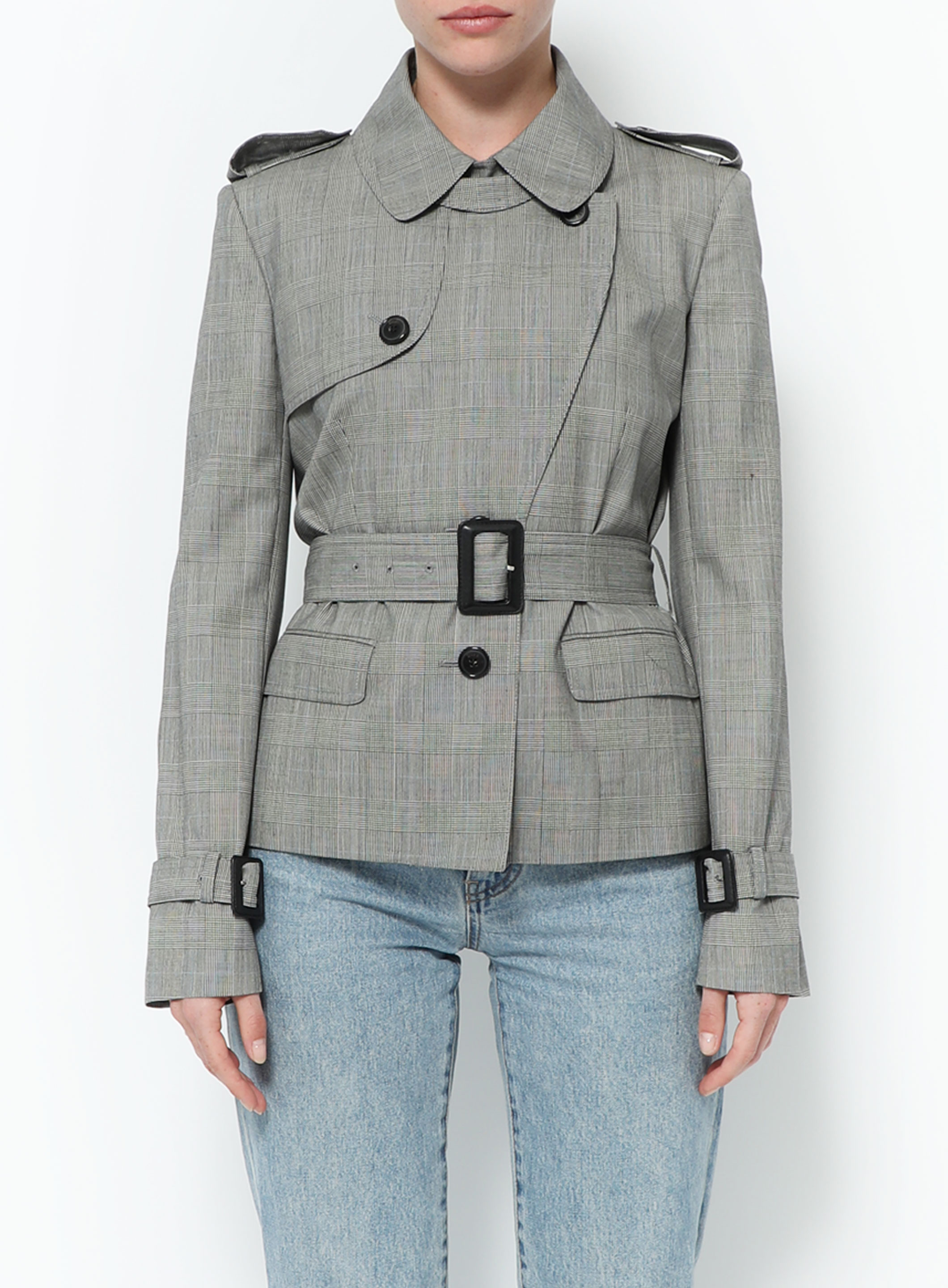 Checkered Belted Military Jacket | Authentic & Vintage | ReSee