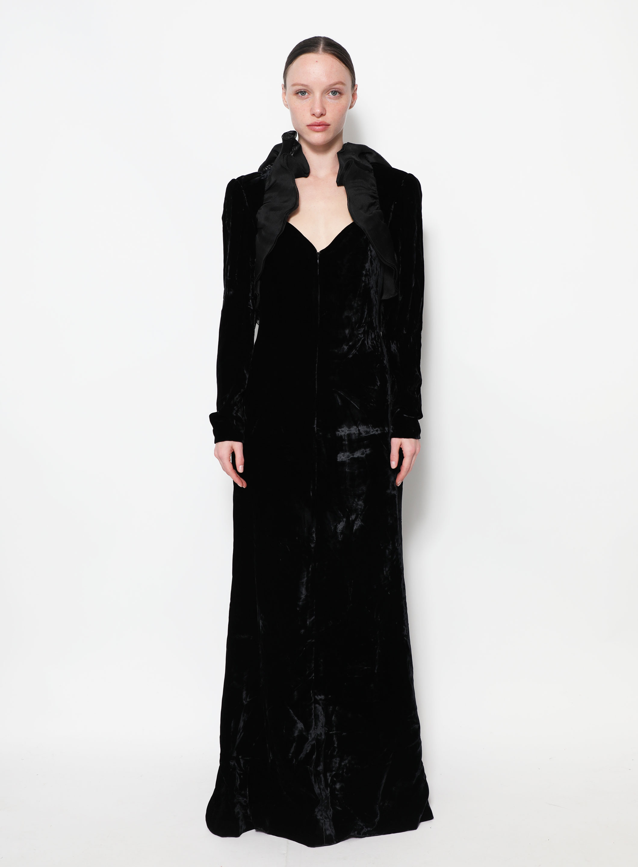 STUNNING '80s Ruffled Velvet Gown | Authentic & Vintage | ReSee