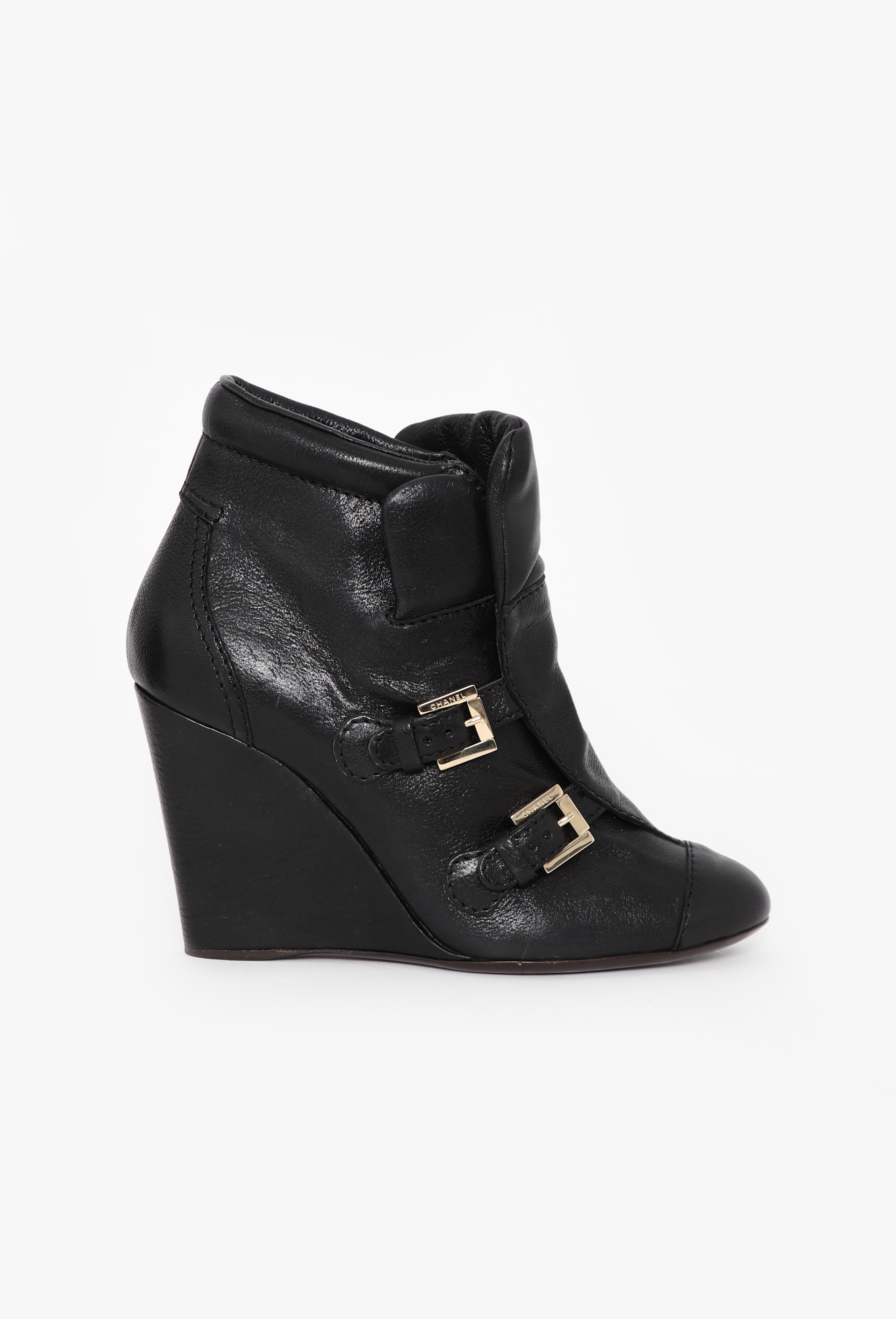 Leather Buckle Wedge Boots | Authentic & Vintage | ReSee