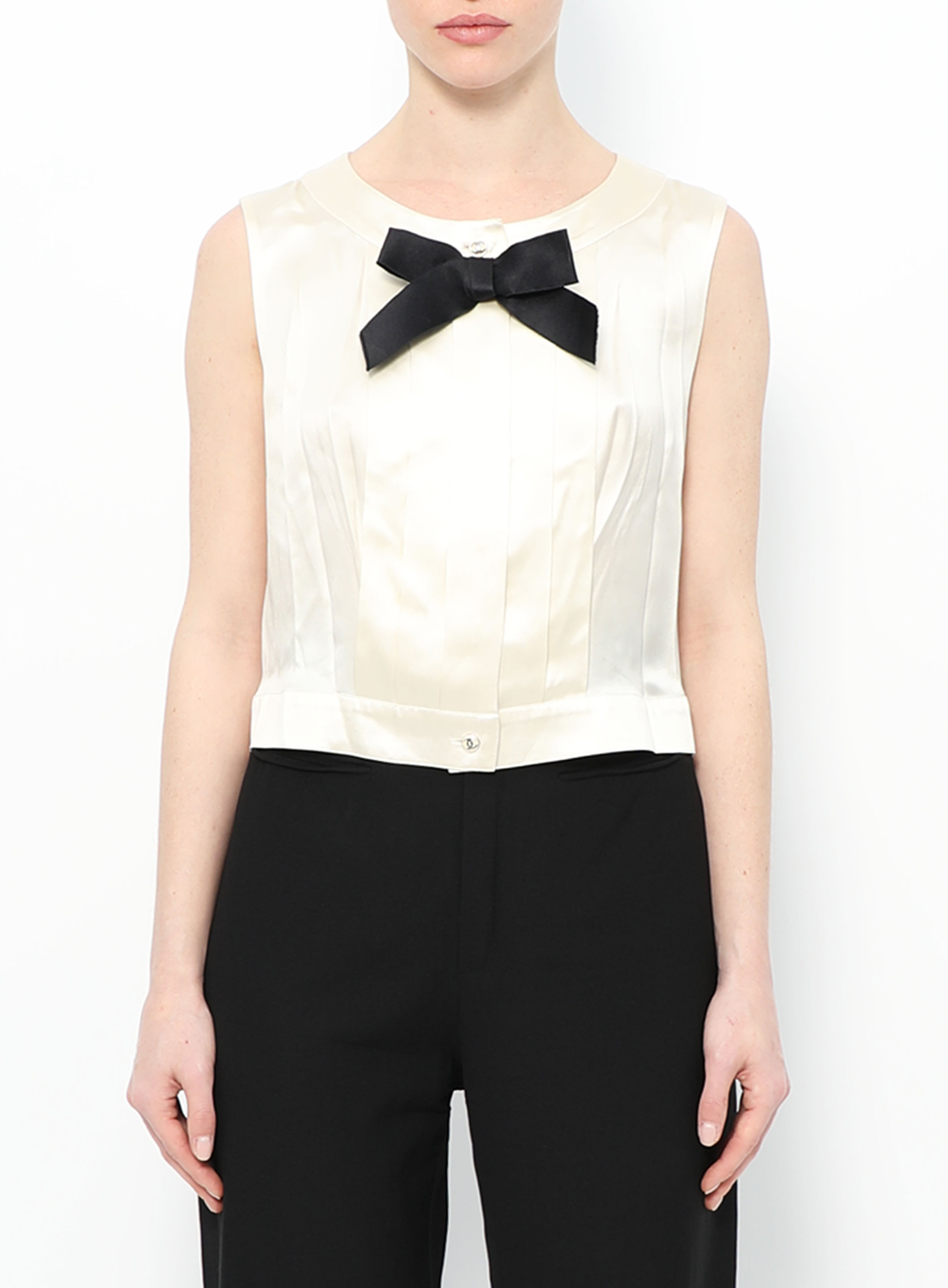 Bow Tie Sleeveless Smoking Top | Authentic & Vintage | ReSee