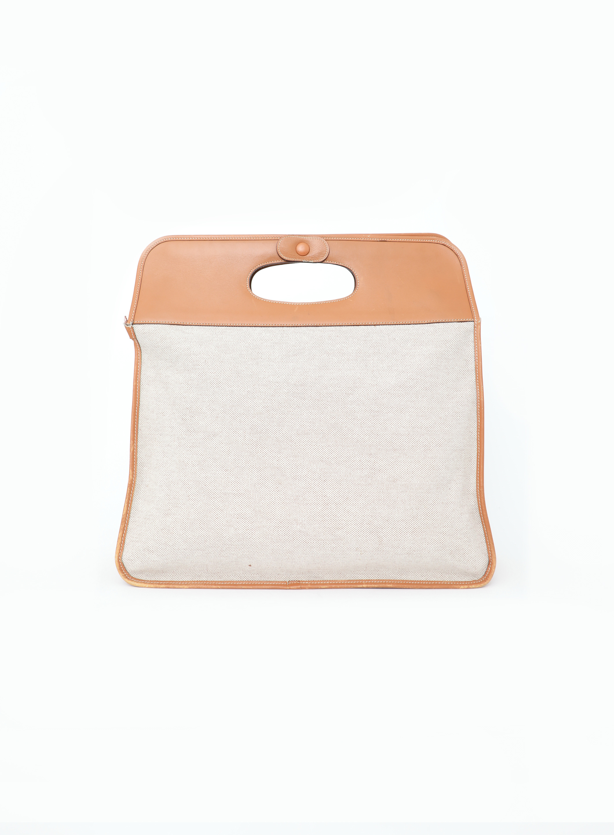 '80s Toile H & Leather Tote Bag | Authentique & Vintage | ReSee